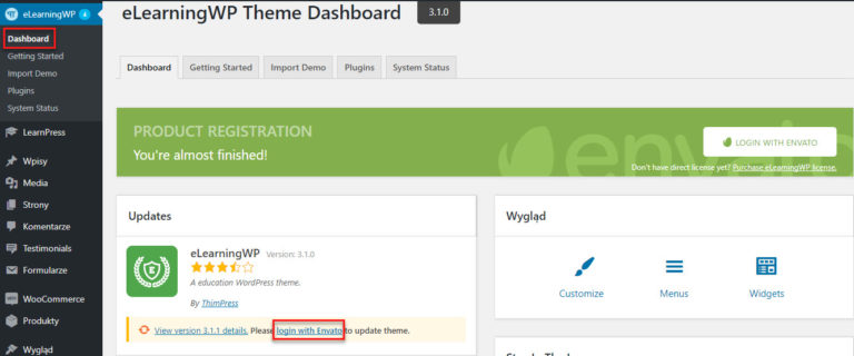 Update Theme - eLearningWP - ThimPress Docs