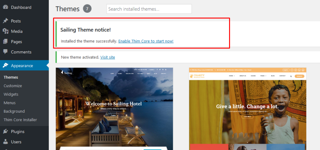Installation - Sailing - ThimPress Docs