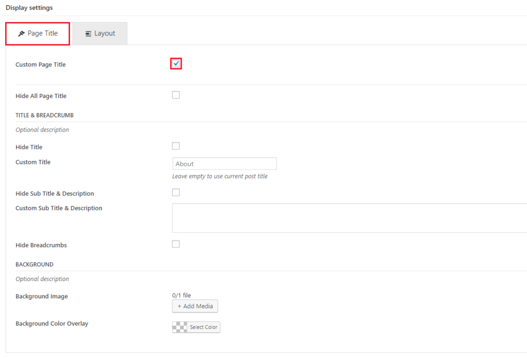Page Settings - Customization - ThimPress Docs