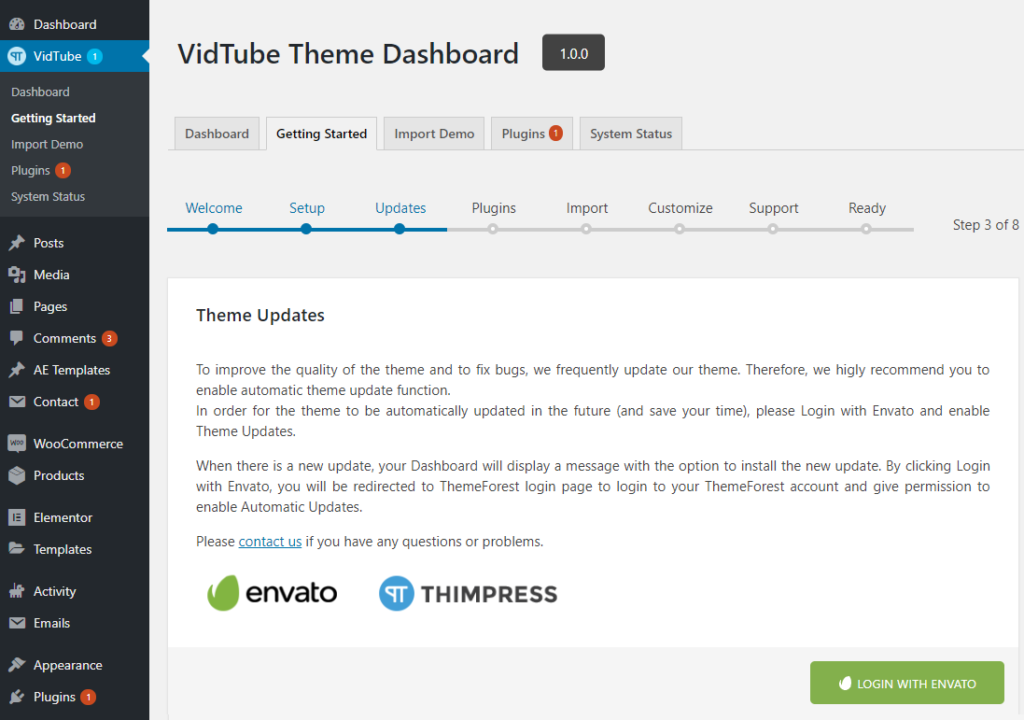 Update Theme - Vividly - ThimPress Docs