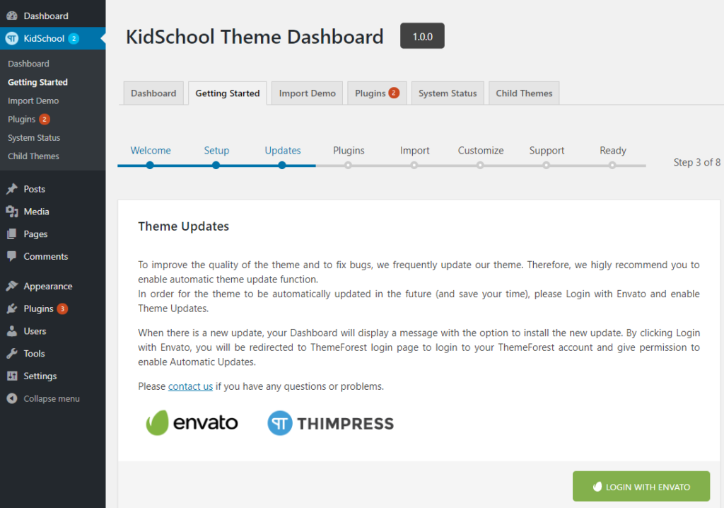Update Theme - StarKid - ThimPress Docs