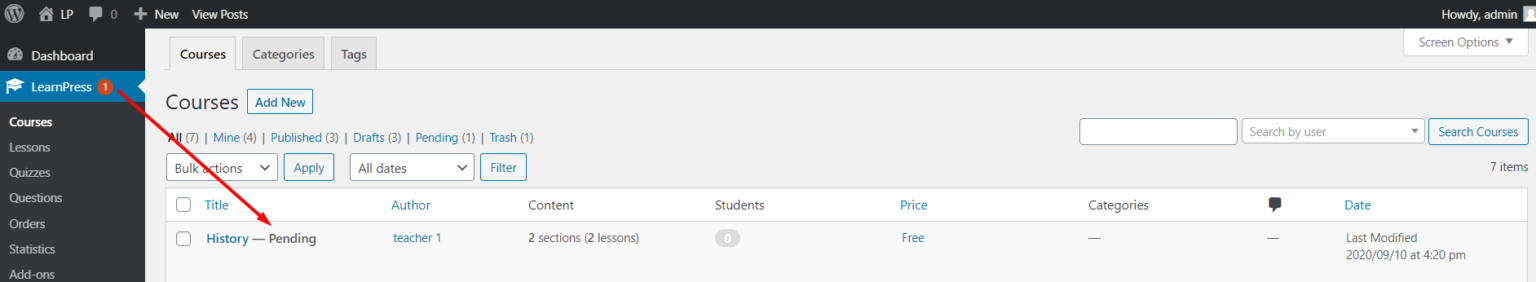 Admin Learnpress - docs.thimpress.com