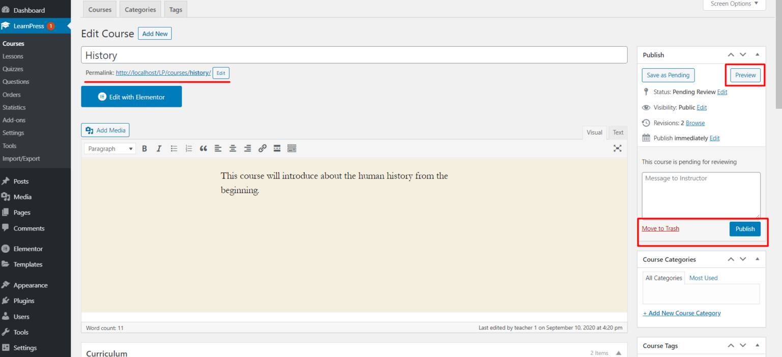 Admin Learnpress - docs.thimpress.com