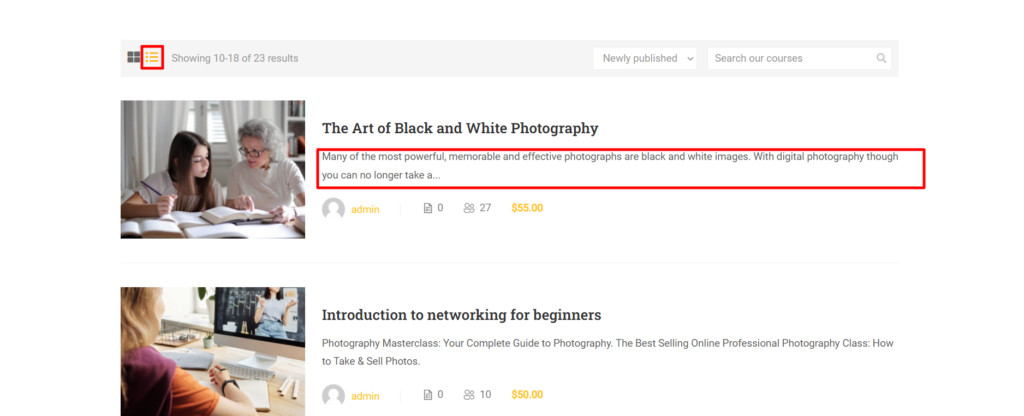 Course - Customize - ThimPress Docs