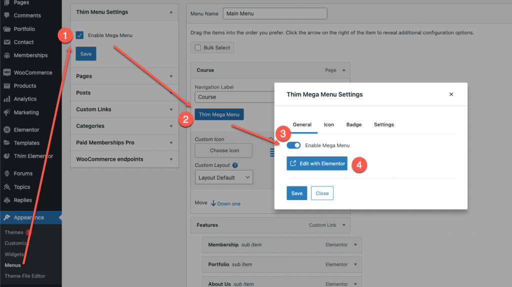 Mega Menu - Edit With Elementor Page Builder - ThimPress Docs