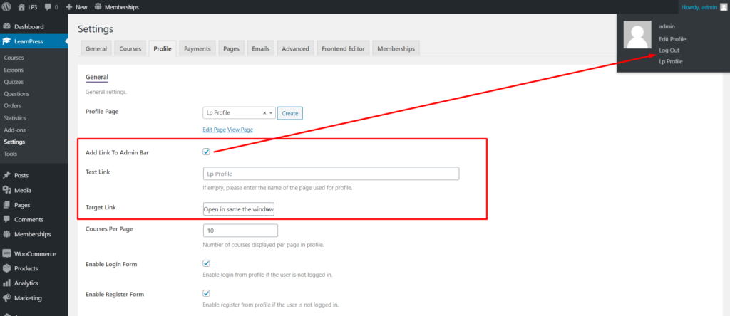 Admin Learnpress - docs.thimpress.com