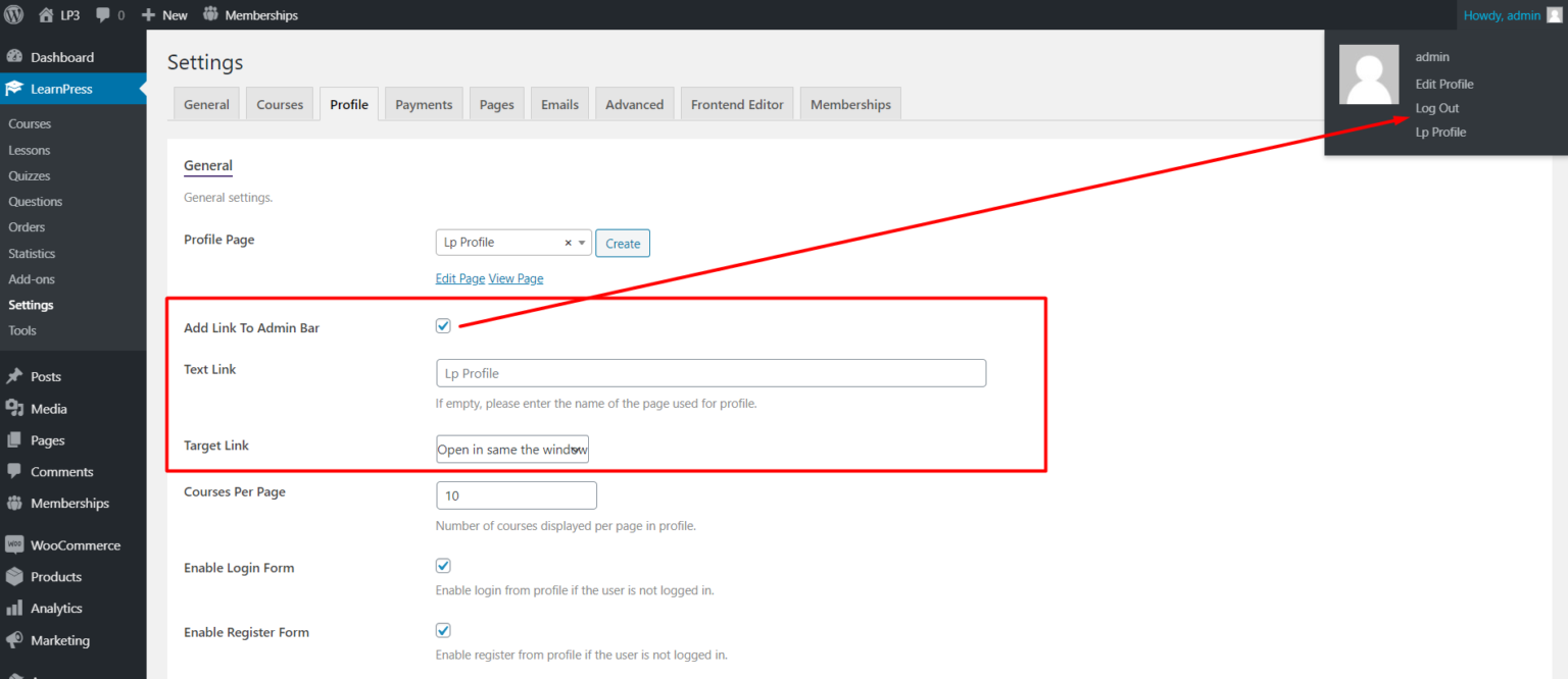 Admin Learnpress - docs.thimpress.com