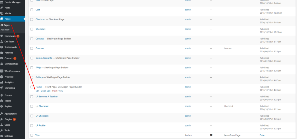 Home Page - Edit With Site Origin Page Builder - ThimPress Docs