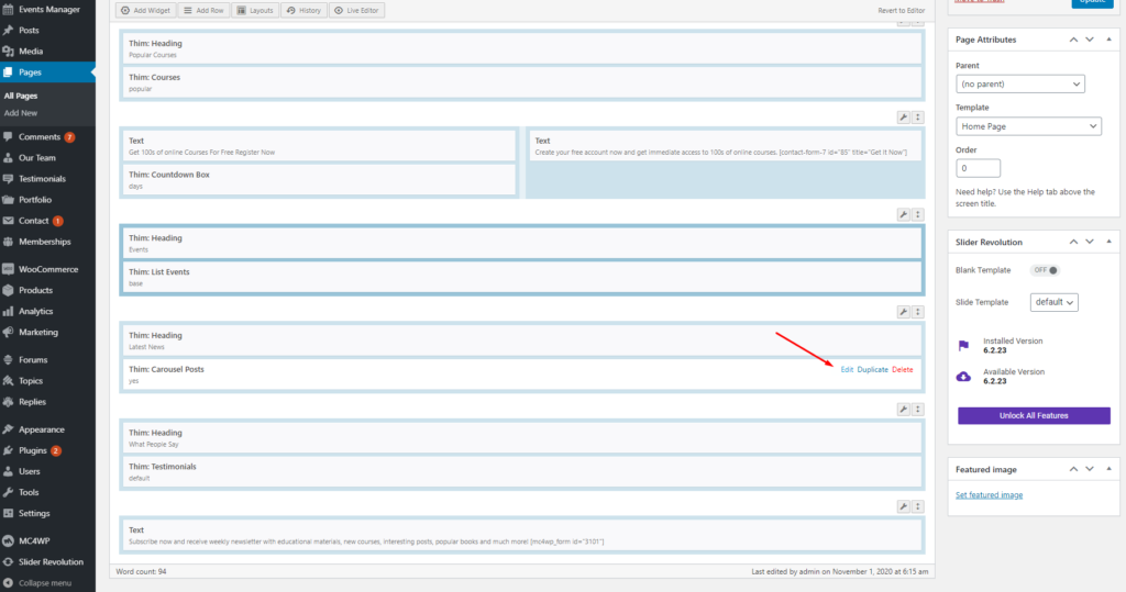 Home Page - Edit With Site Origin Page Builder - ThimPress Docs