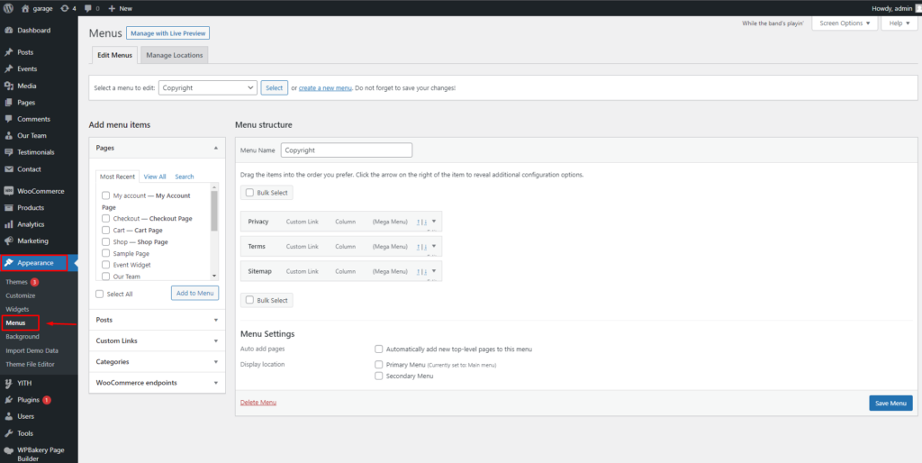 Set Up Menu - Configuration - ThimPress Docs