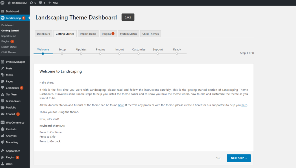 Installation - Landscaping - ThimPress Docs