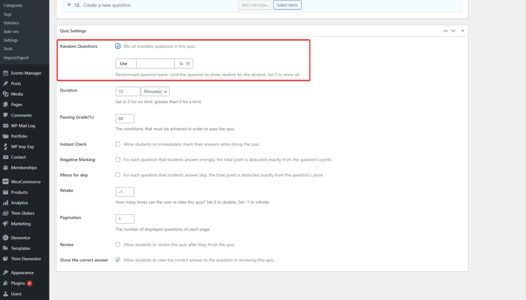 Create A Quiz With Random Questions Random Quiz Add On For Learnpress