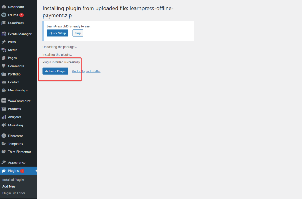 Download And Install - Offline Payment Add-on Learnpress - ThimPress Docs
