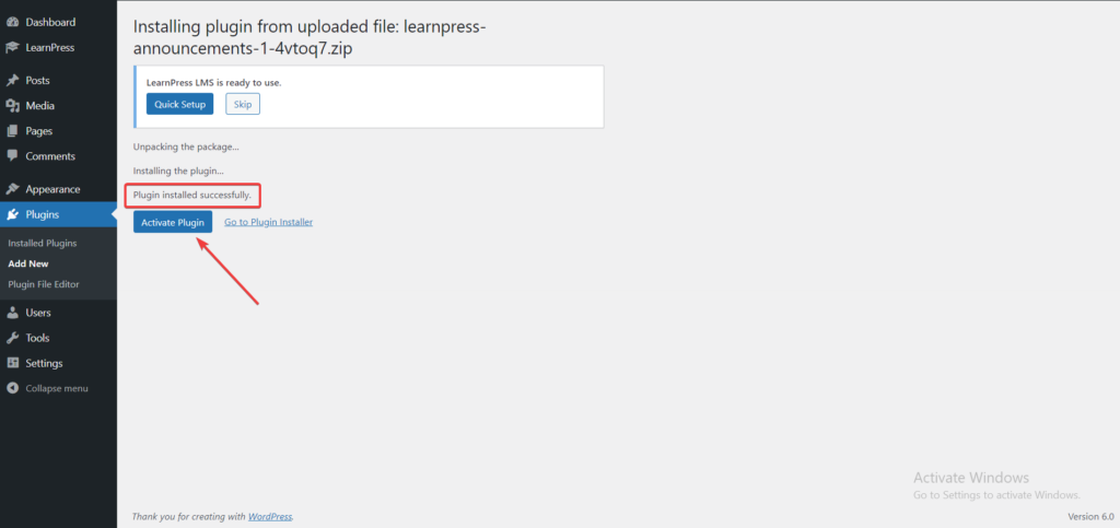 Install And Activate Announcement Add On For Learnpress Thimpress Docs
