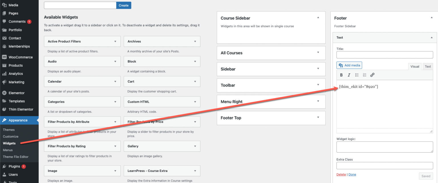 Widgets - Eduma - ThimPress Docs
