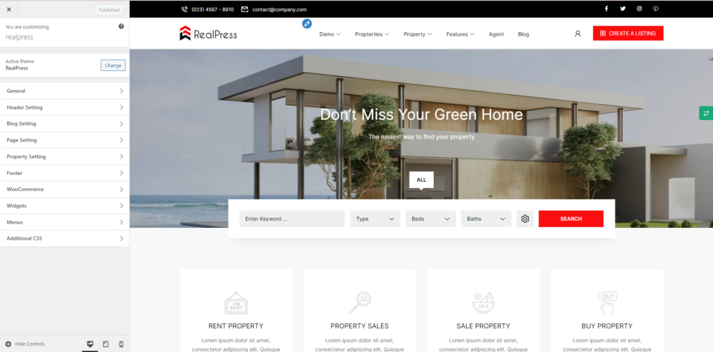 Customize - RealPress WordPress Theme - ThimPress Docs