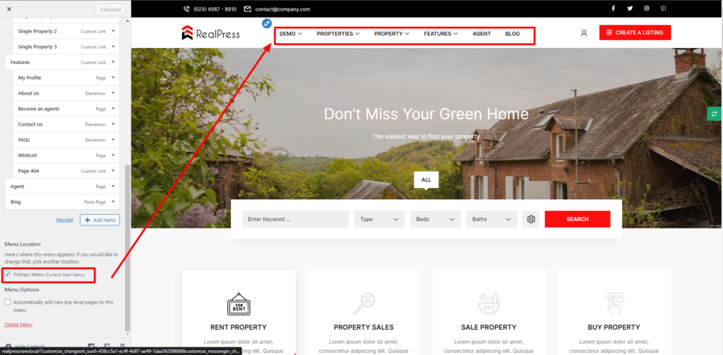 Menus - Customize - ThimPress Docs