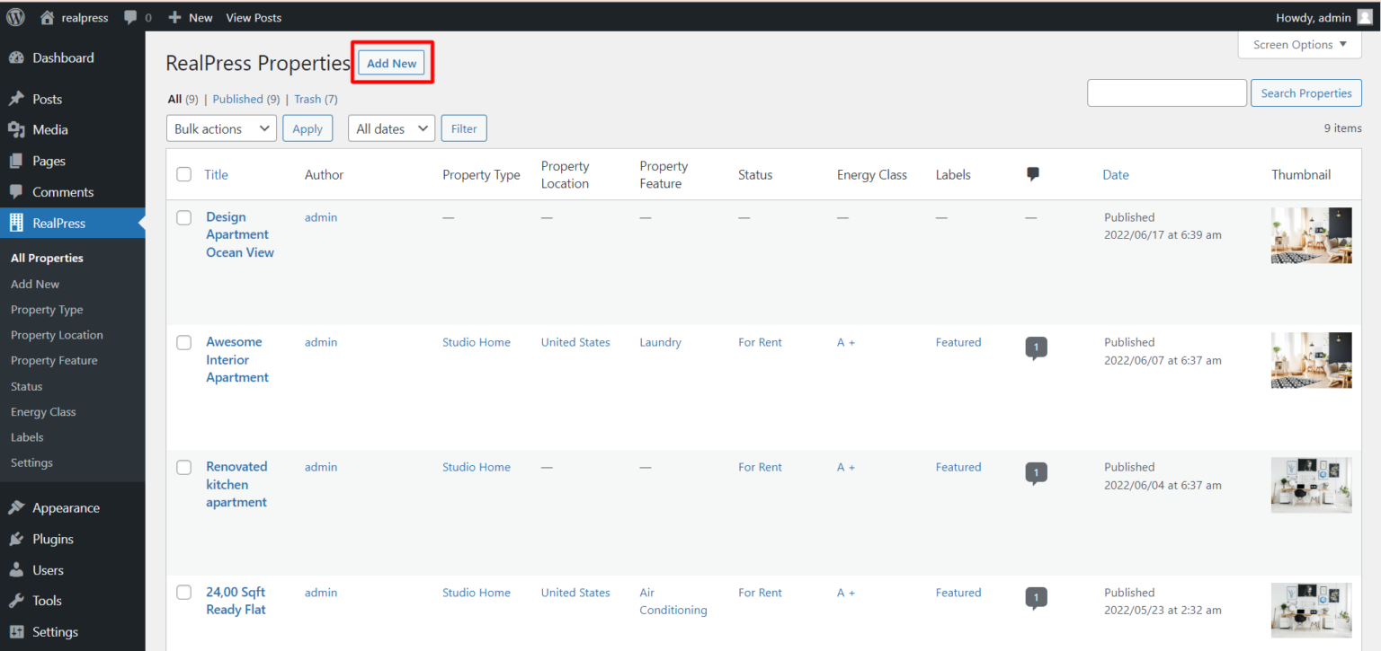Create A Property - Property - ThimPress Docs