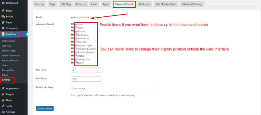 Advanced Search - Settings - ThimPress Docs