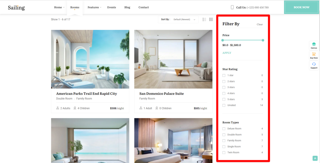 Filter Hotel Rooms - HotelWP - ThimPress Docs