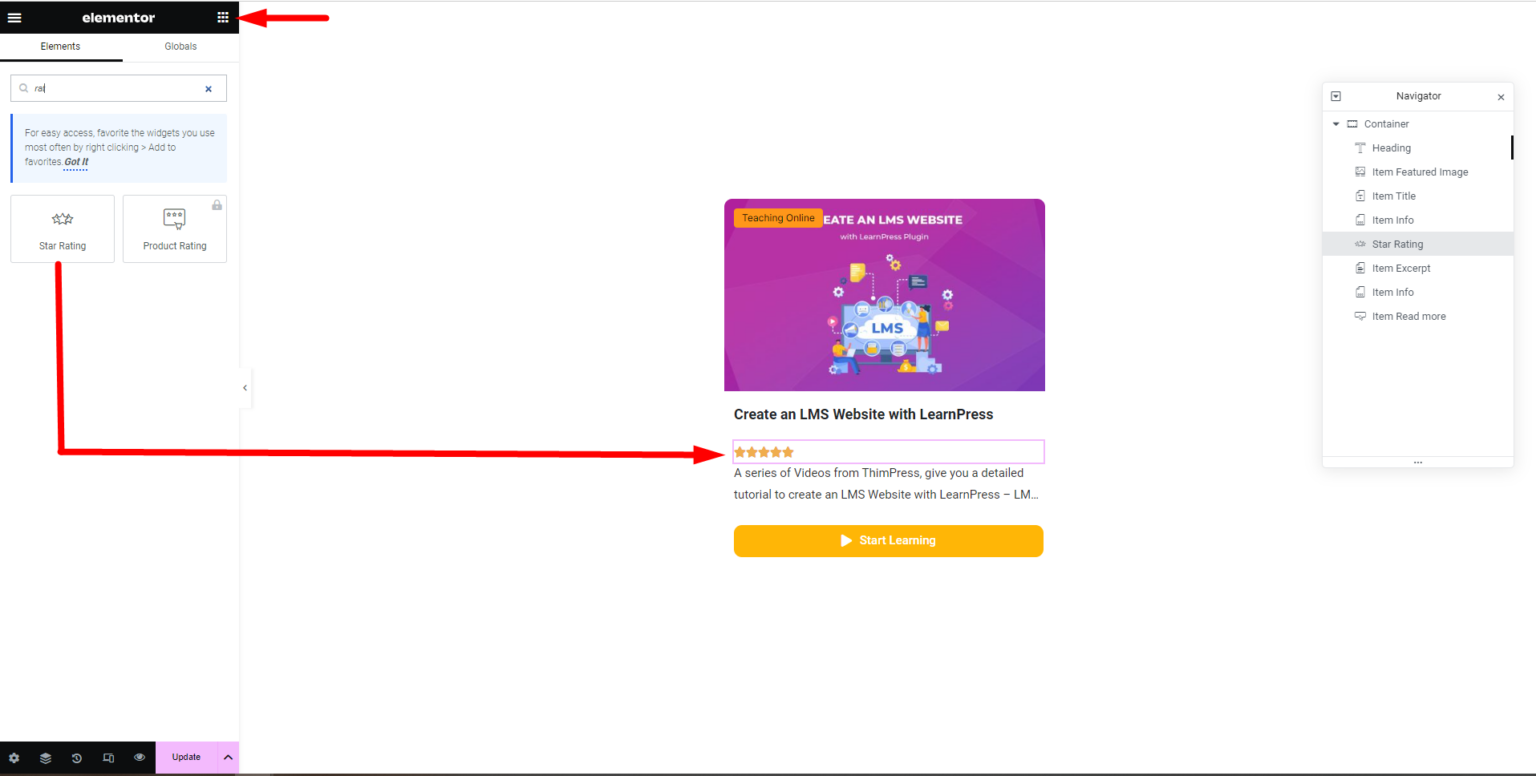 Course - Edit With Elementor Page Builder - ThimPress Docs