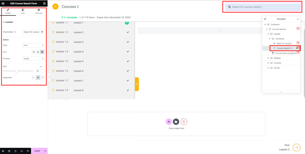 Course - Edit With Elementor Page Builder - ThimPress Docs