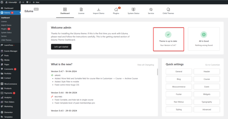 Update Theme - Eduma - ThimPress Docs