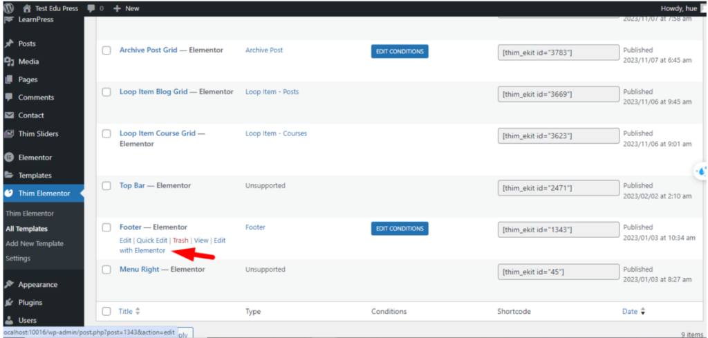 Widgets - EduPress - ThimPress Docs