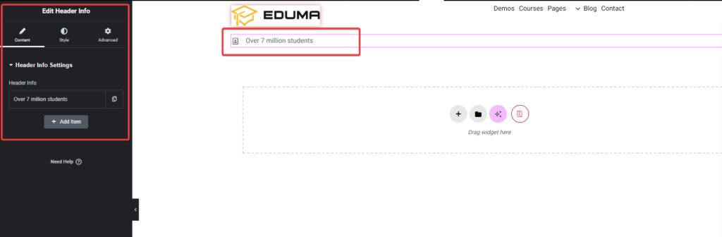Header Info - Content Elements - ThimPress Docs
