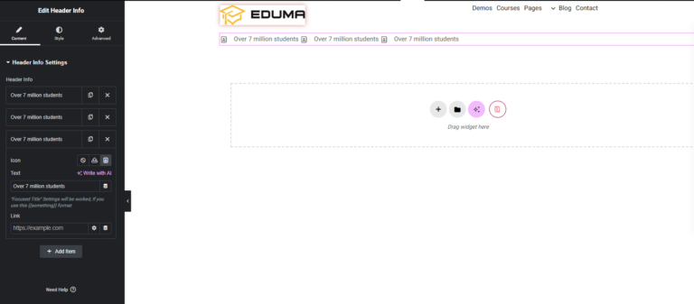 Header Info - Content Elements - ThimPress Docs