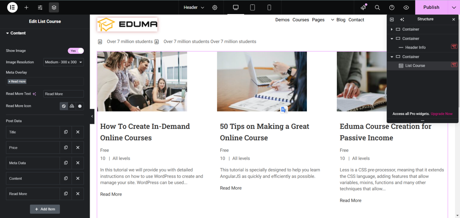 List Course - Content Elements - ThimPress Docs